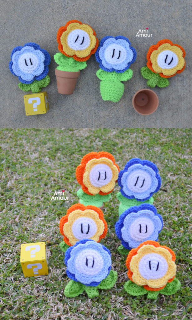 Mario Fire Flower - Free Crochet Pattern - Ami Amour