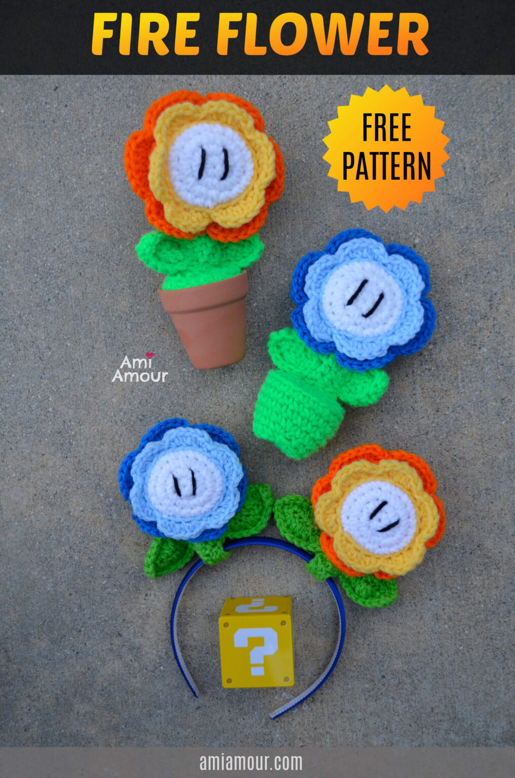 Mario Fire Flower - Free Crochet Pattern - Ami Amour