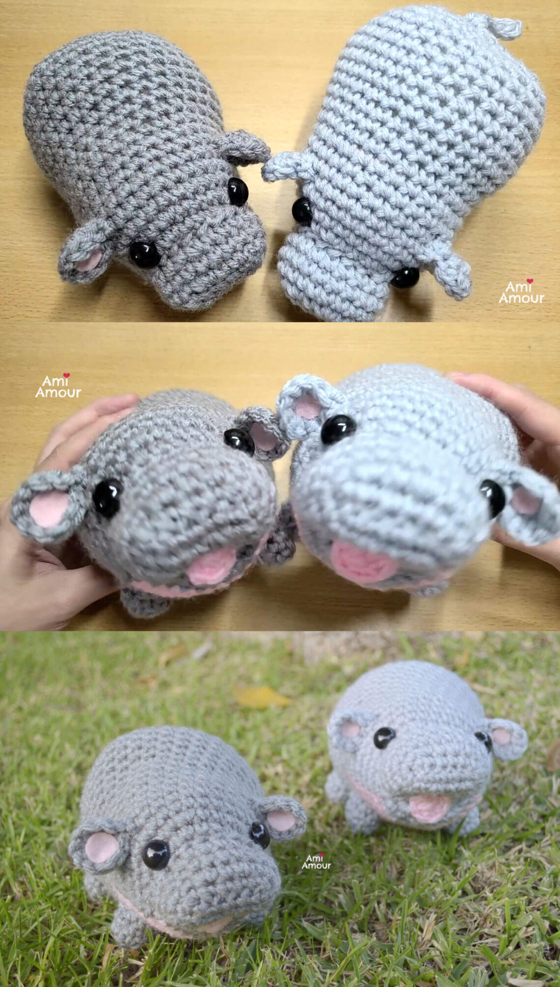 Baby Hippo Amigurumi - MOO DENG - Free Crochet Pattern - Ami Amour