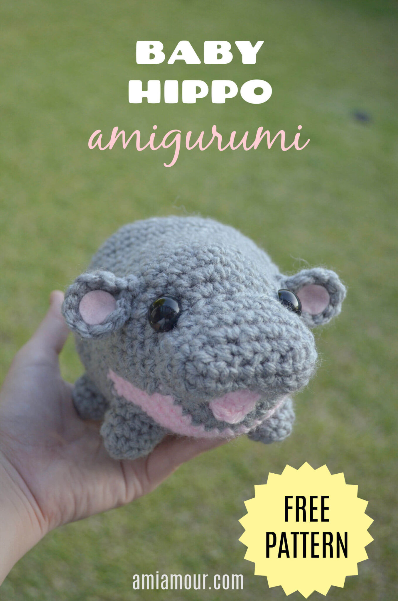 Baby Hippo Amigurumi - MOO DENG - Free Crochet Pattern - Ami Amour