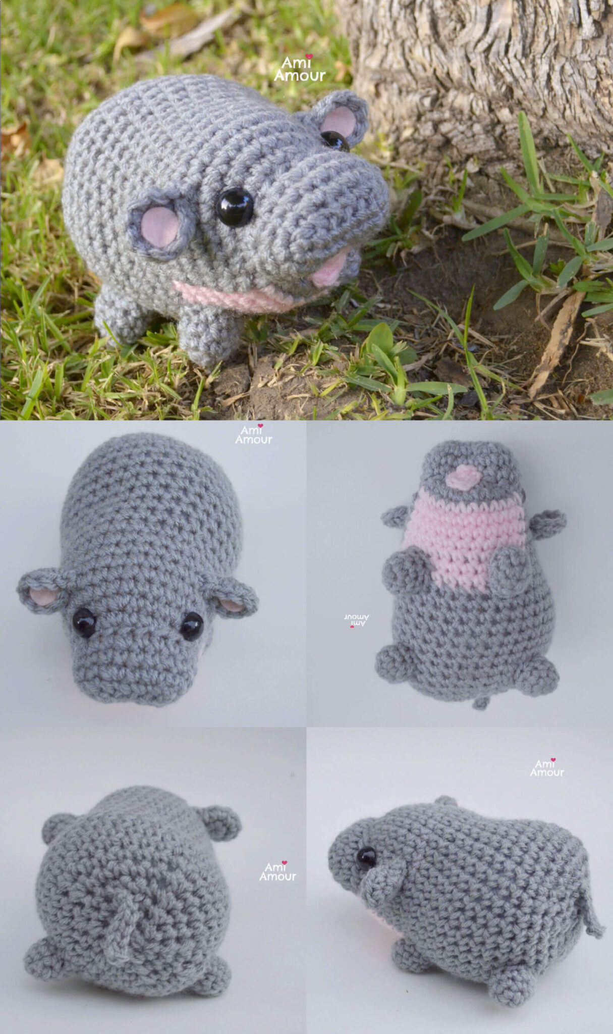 Baby Hippo Amigurumi - MOO DENG - Free Crochet Pattern - Ami Amour