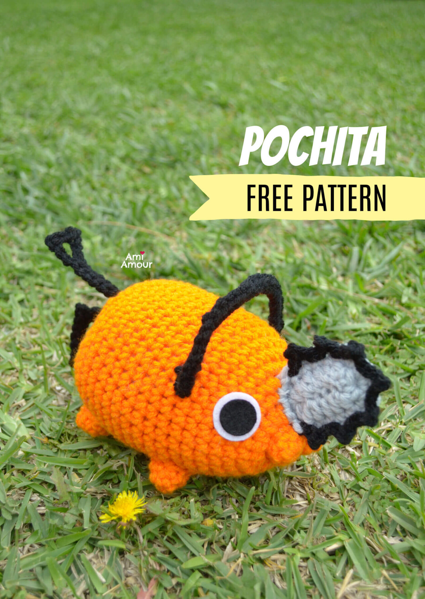 Pochita Crochet Pattern - Chainsaw Man - FREE - Ami Amour